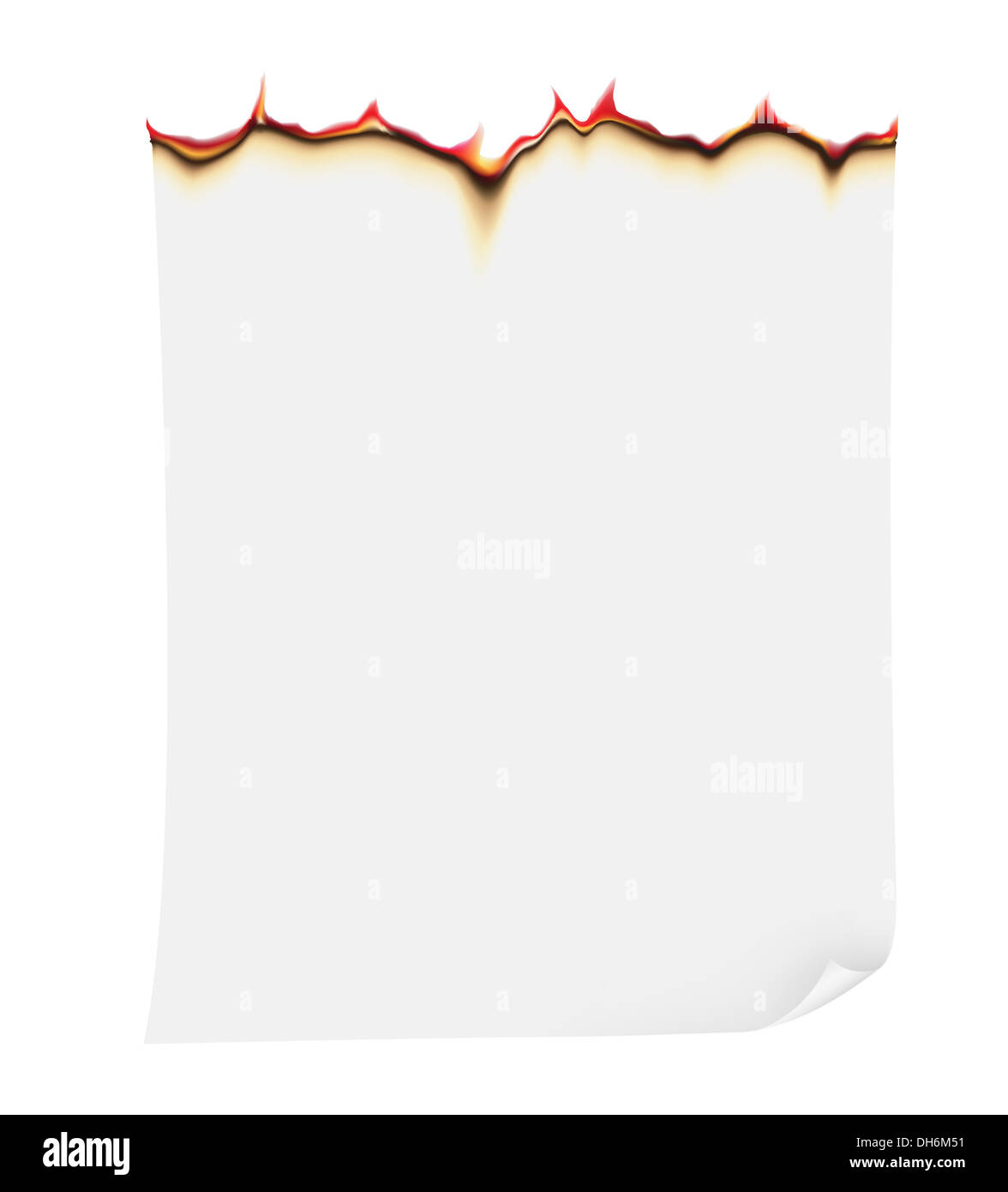 burning paper illustration isolated on white background Stock Photo - Alamy