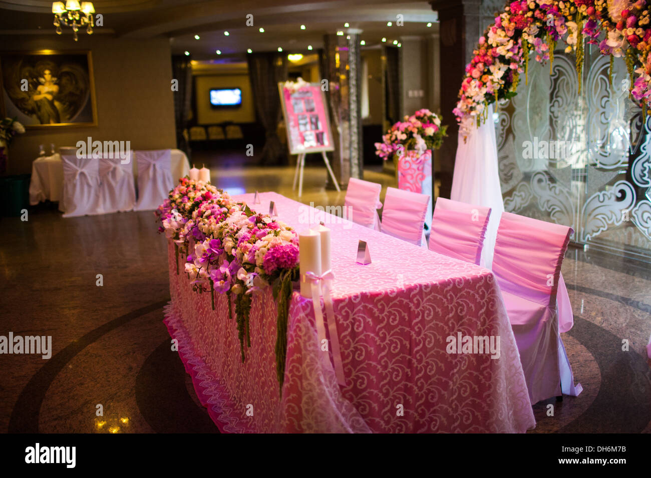 Celebratory tables in the banquet hall Stock Photo - Alamy
