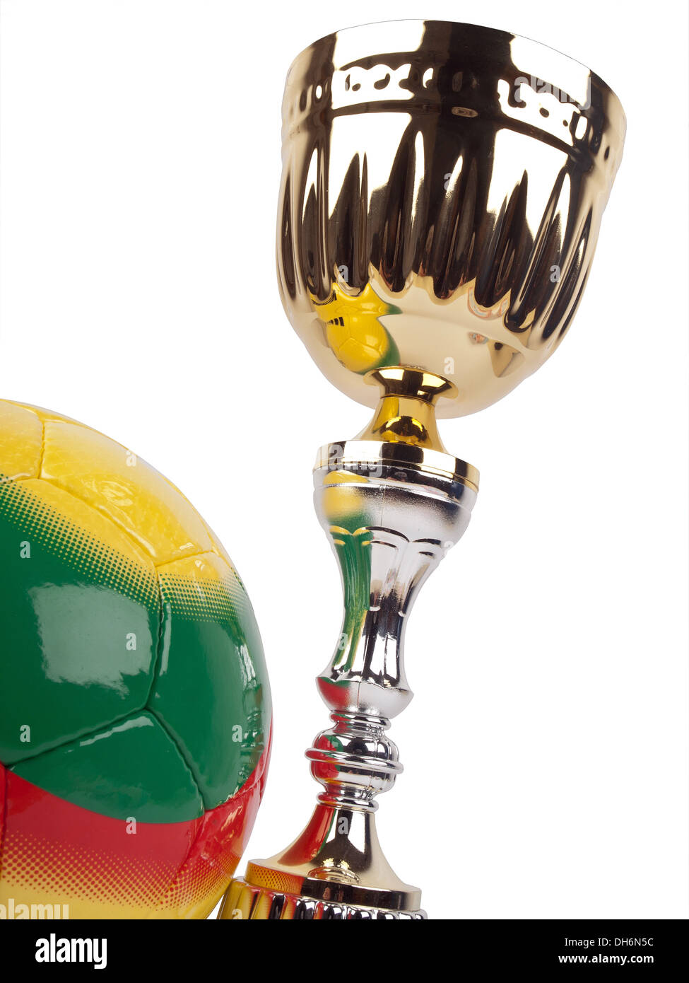 golden cup and soccer ball isolated on white background Stock Photo - Alamy