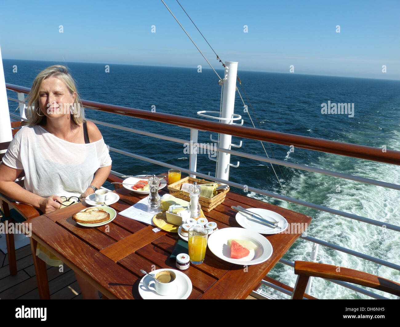 Enjoying breakfast at sea in the Baltic on the cruise ship Crystal ...