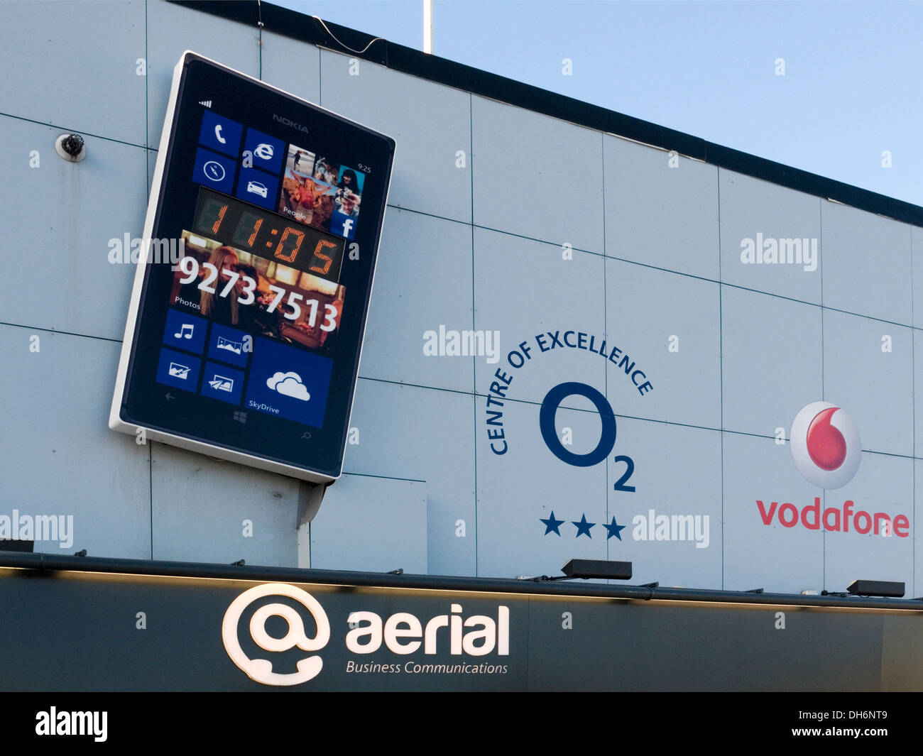 large mock up of a mobile phone used on a shop billboard display Stock ...