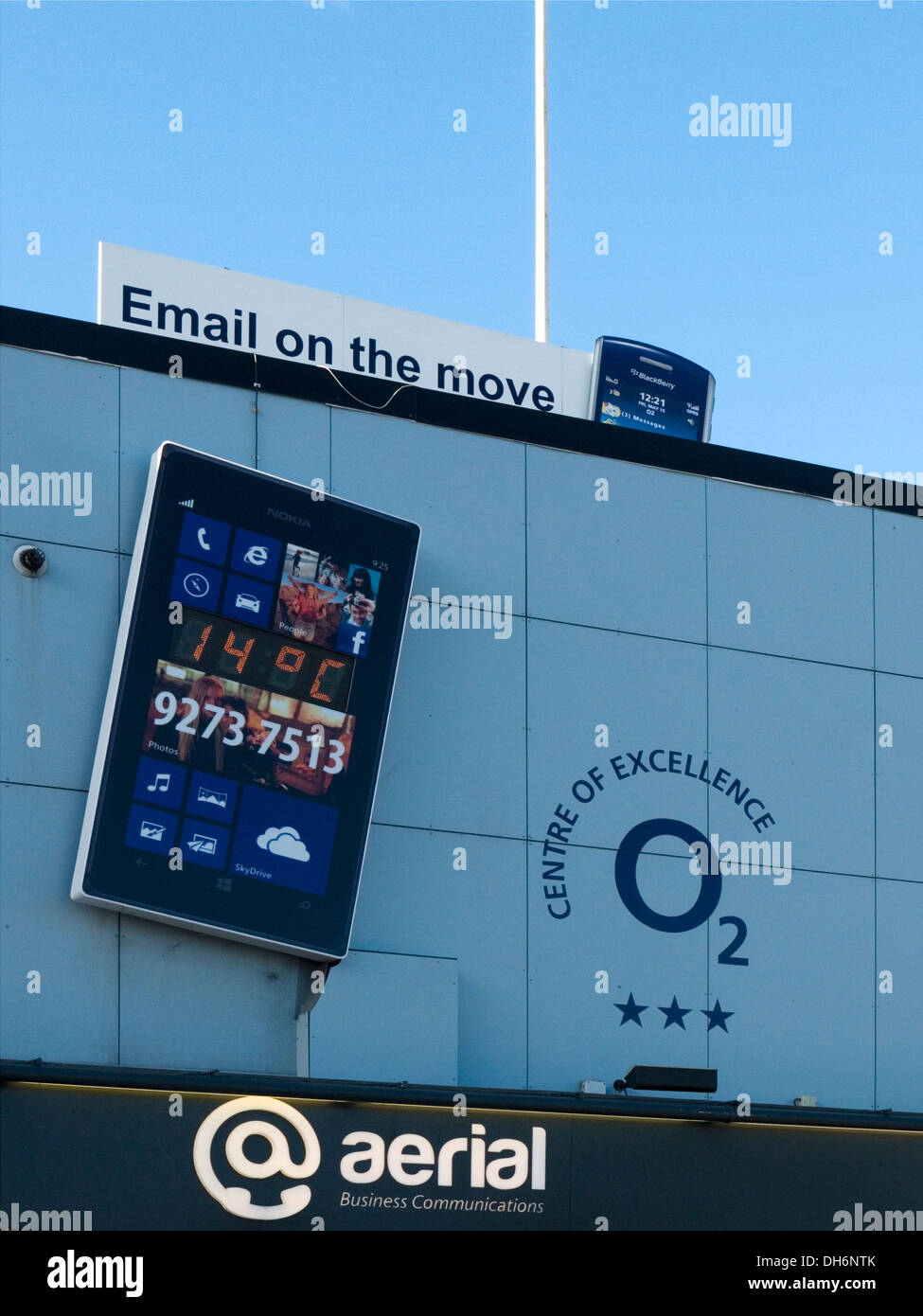 large mock up of a mobile phone used on a shop billboard display Stock ...