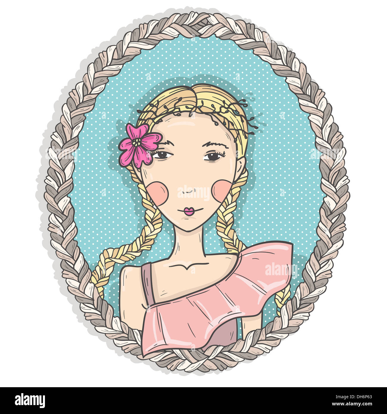 Background with cute girl and frame from her hair Stock Photo - Alamy