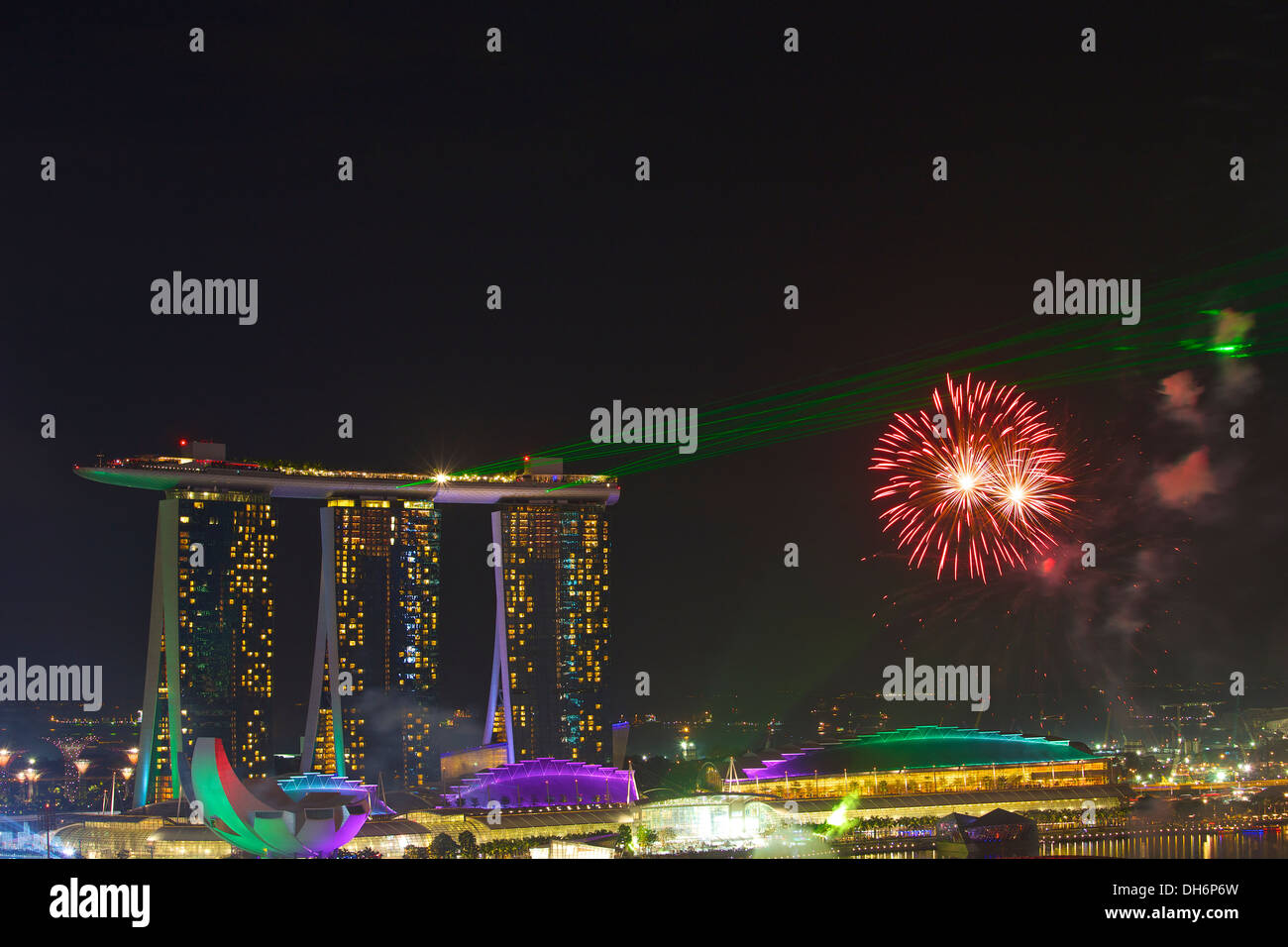 Fireworks seen over city hi-res stock photography and images - Alamy