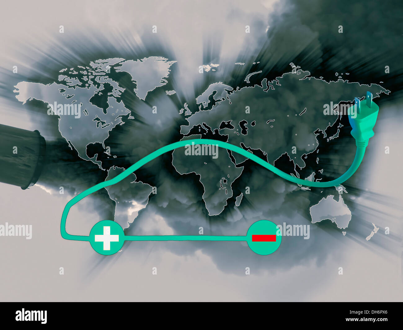 Symbol of the electric cars on World Map, Concept Stock Photo - Alamy