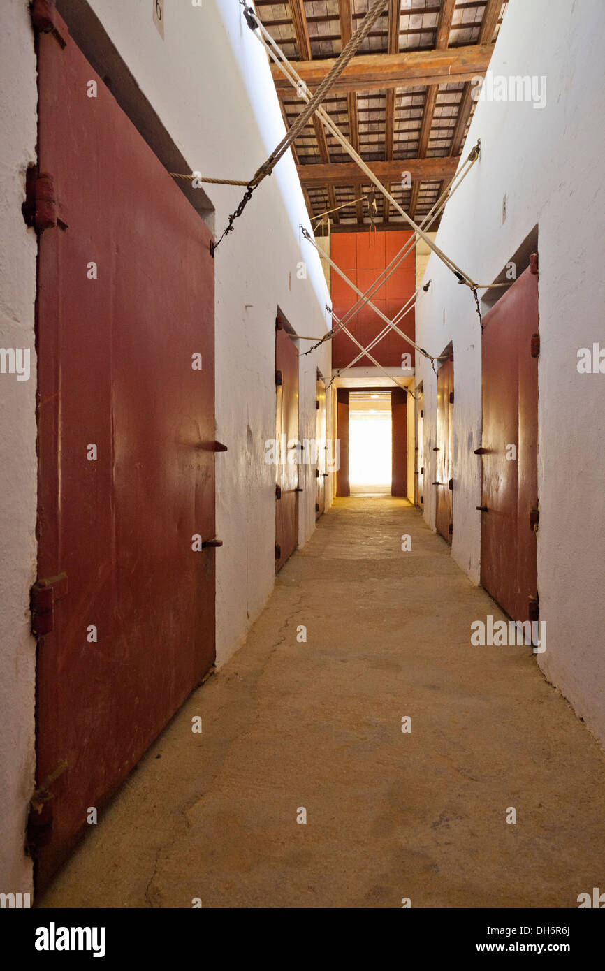 The bull's way, a corridor leading to the bullfight arena of Ronda ...