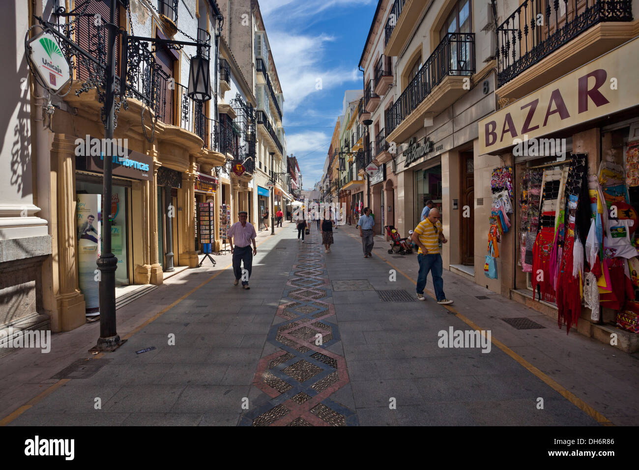 Shopping street in Ronda, Spain Stock Photo - Alamy
