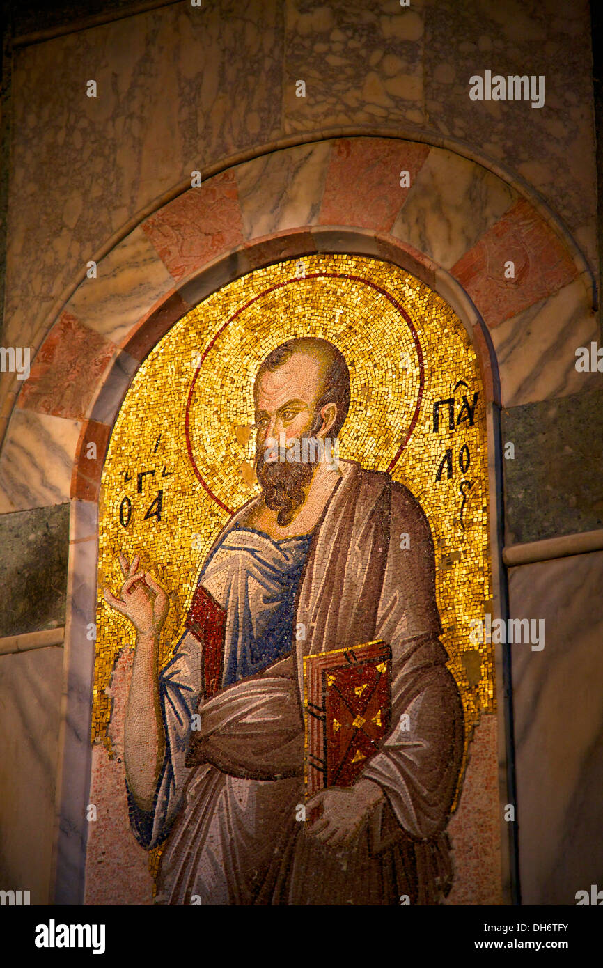 Mosaic of St Paul, Interior of Church of St Saviour, Chora, Istanbul ...
