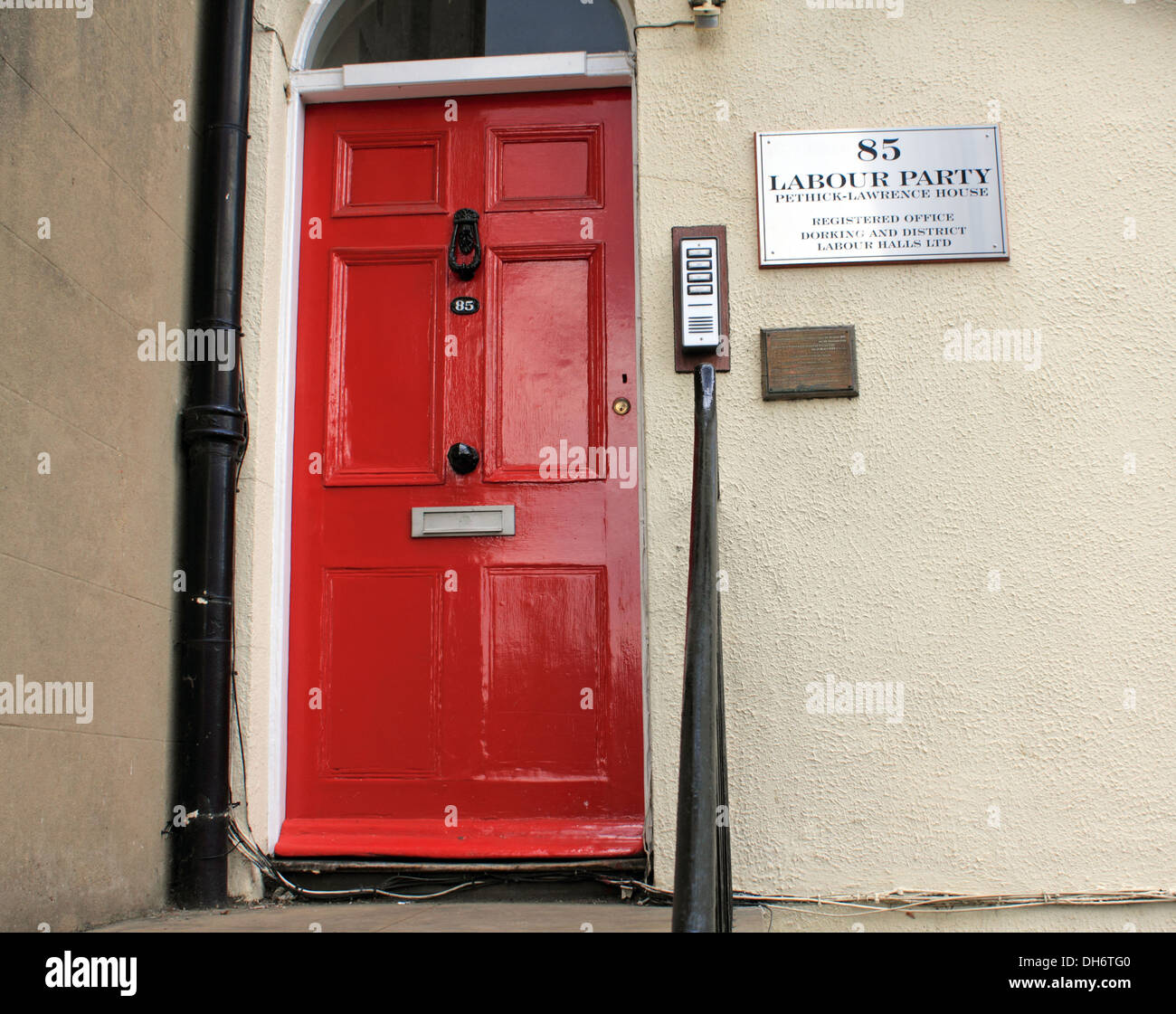 Labour Party red front door Dorking Surrey England UK Stock Photo - Alamy