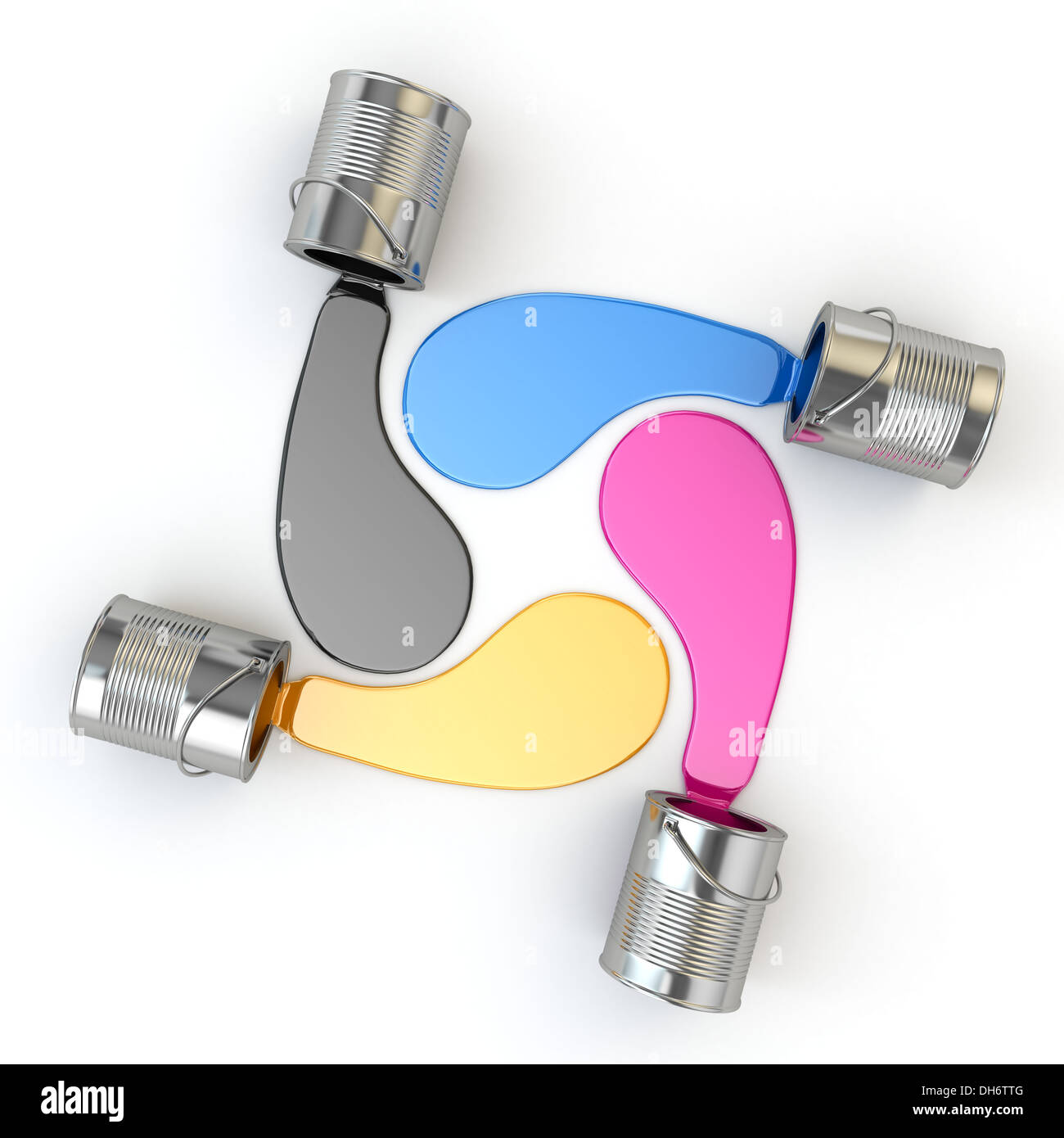 Spilled CMYK paint on white isolated background. 3d Stock Photo - Alamy