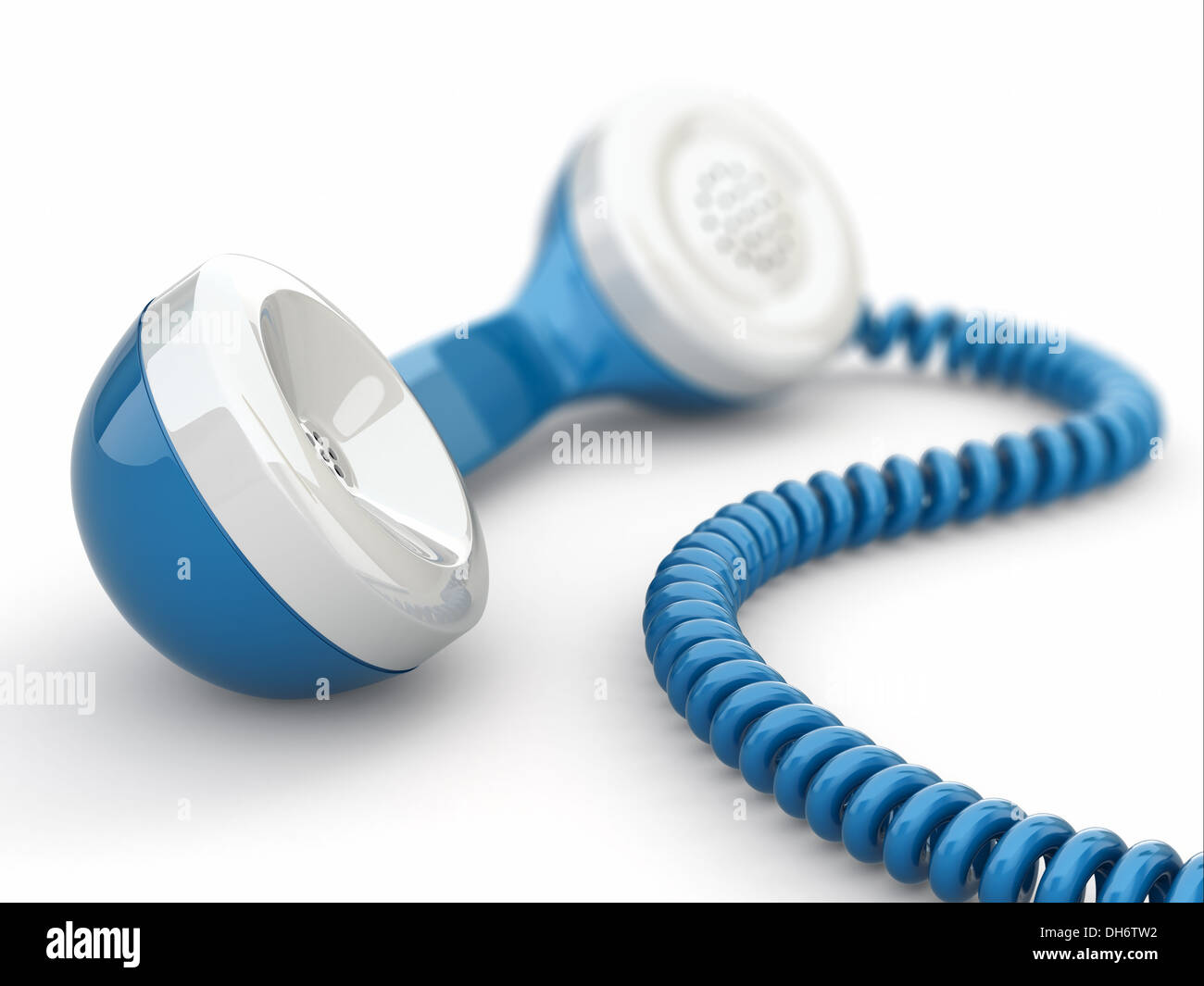 Blue telephone receiveron white background. 3d Stock Photo - Alamy