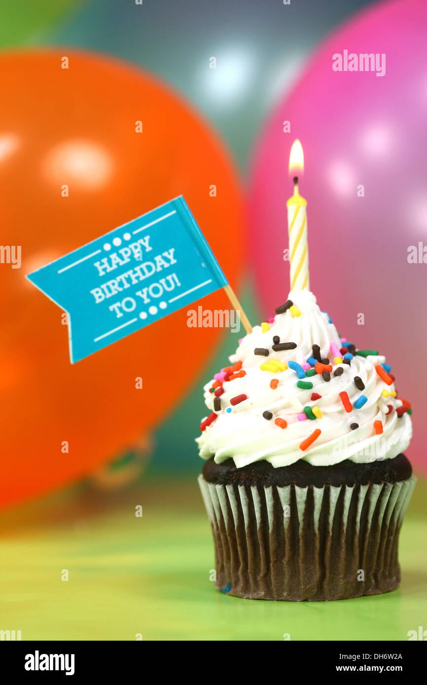 Happy Birthday Celebration with Balloons Candles and Cake Stock Photo ...