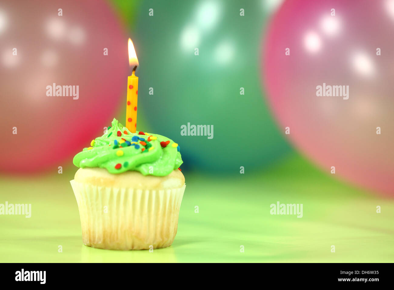 Happy Birthday Celebration with Balloons Candles and Cake Stock Photo ...