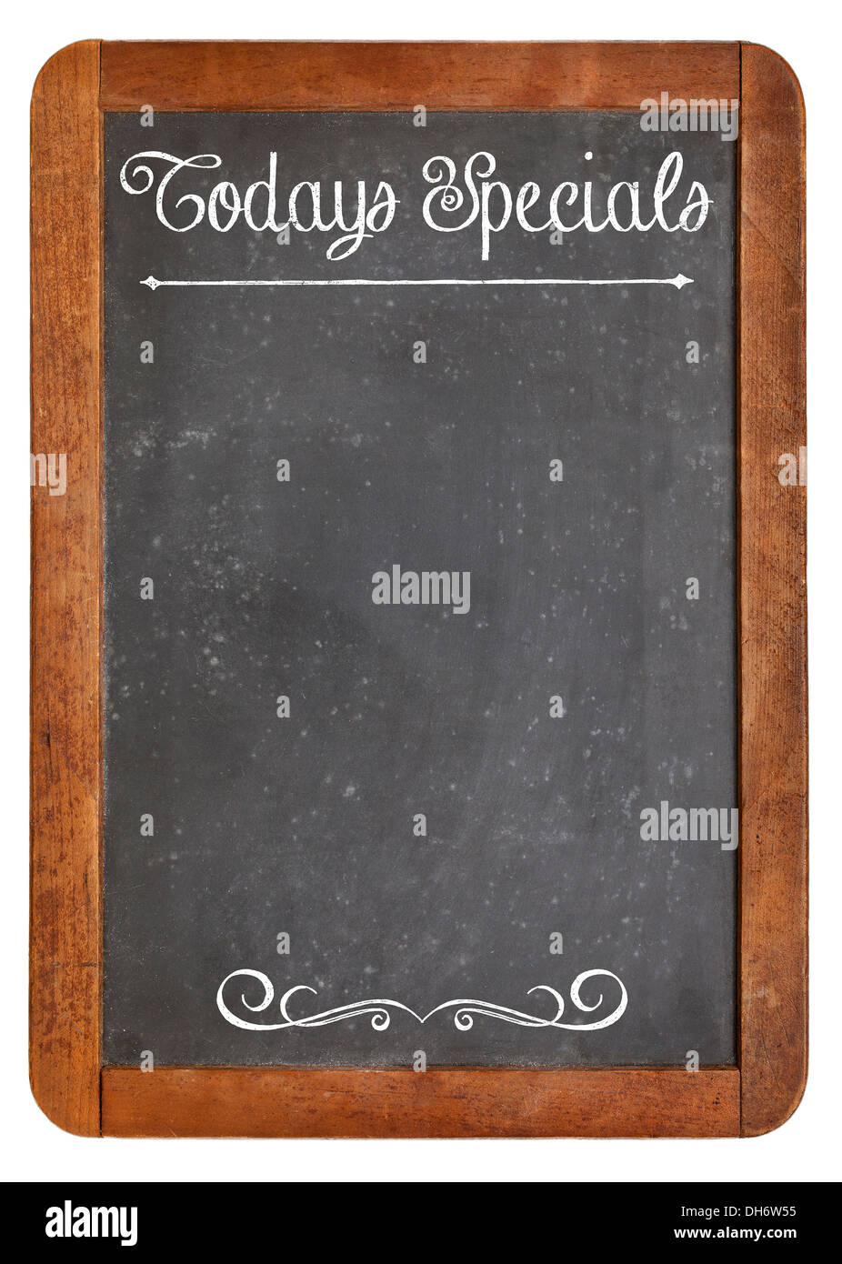 Today Specials - white chalk menu sign on a vintage slate blackboard ...