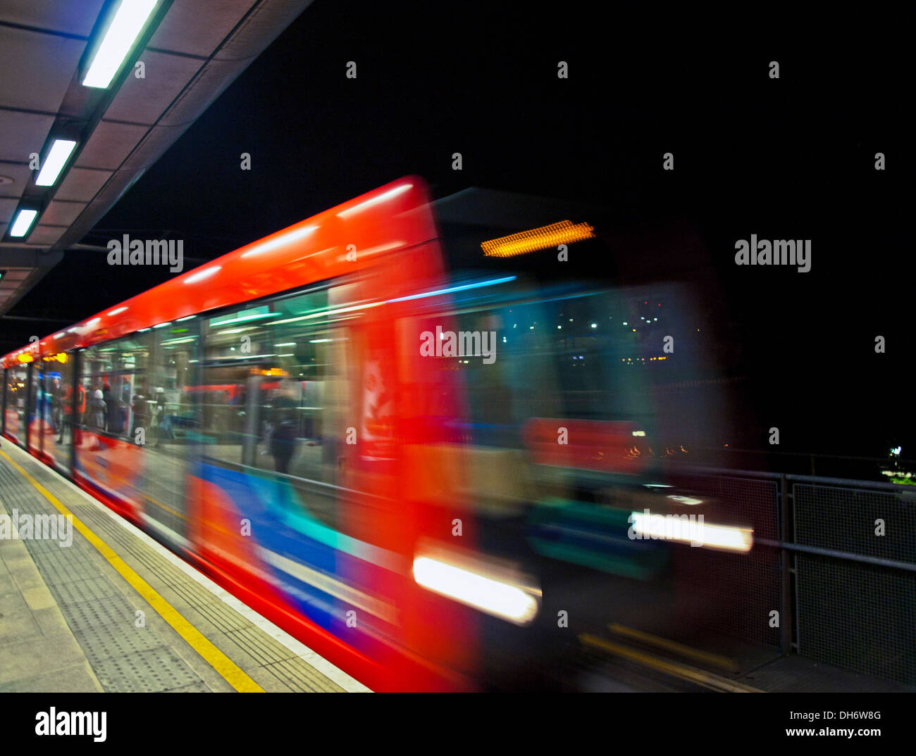 Canning Town DLR Station at night, London, England, United Kingdom ...
