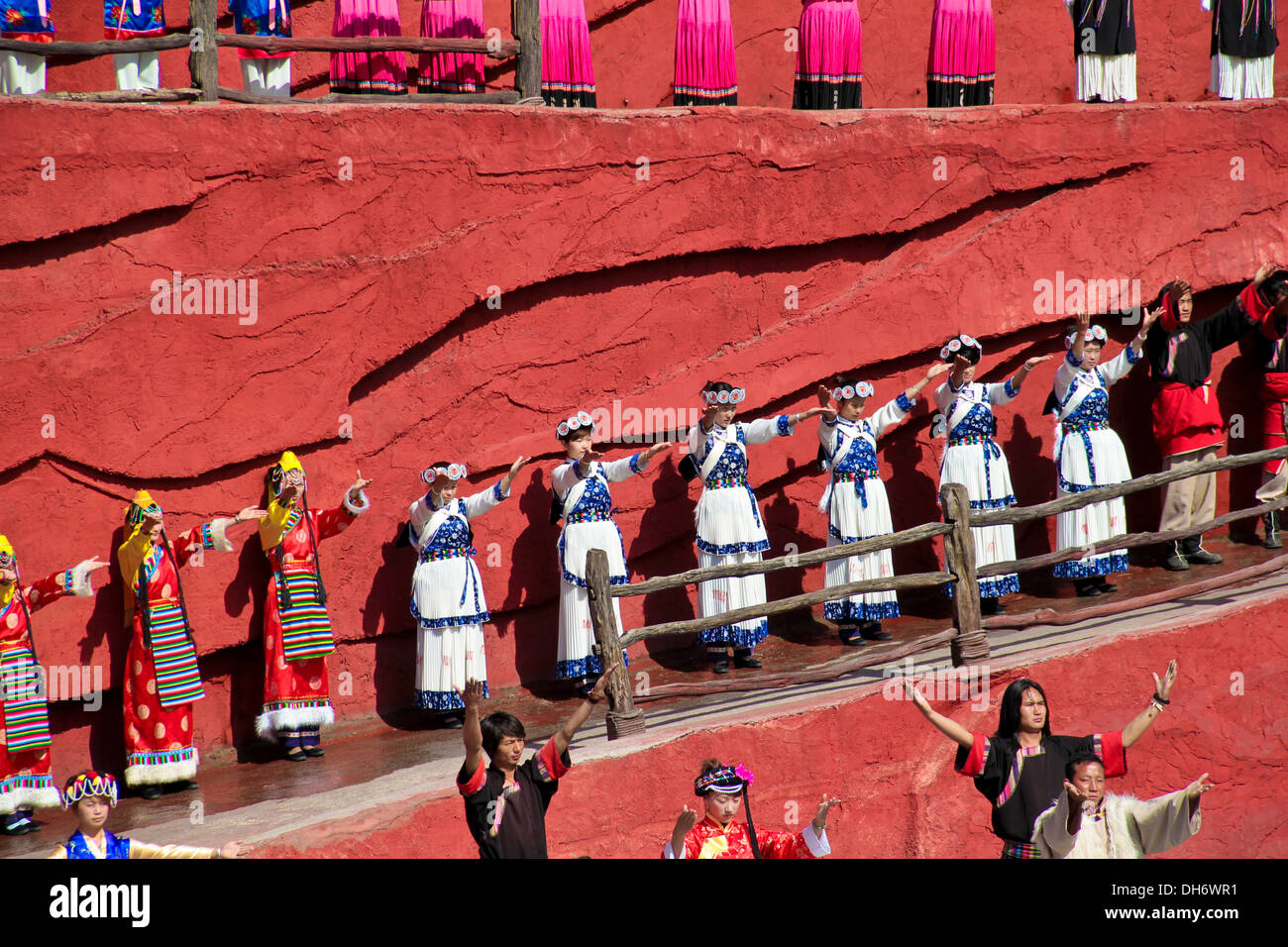 Dancers performing a blessing ritual during Impression of Lijiang ...