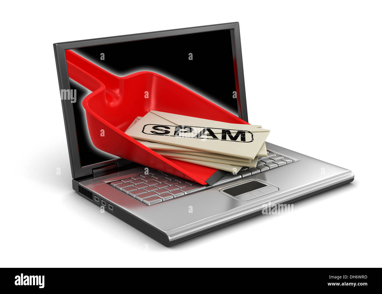 Laptop, Dustpan and Spam letters (clipping path included Stock Photo ...