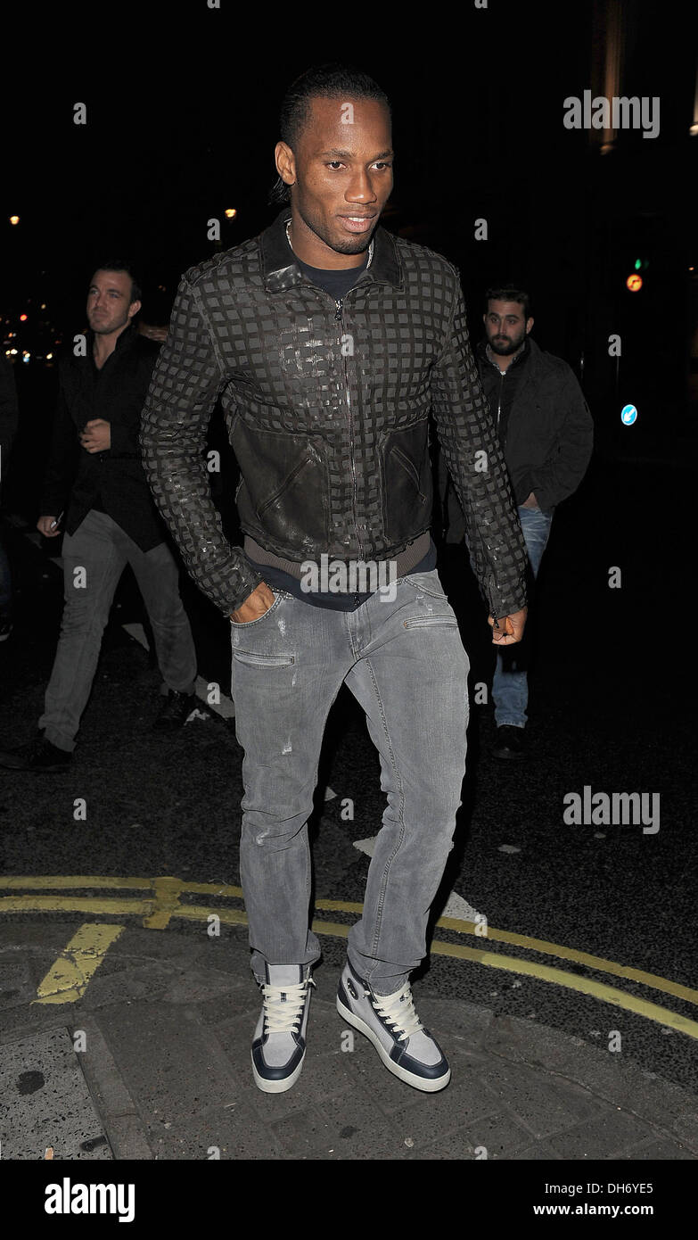 Chelsea FC footballer Didier Drogba leaving Aura nightclub at 3.30am ...