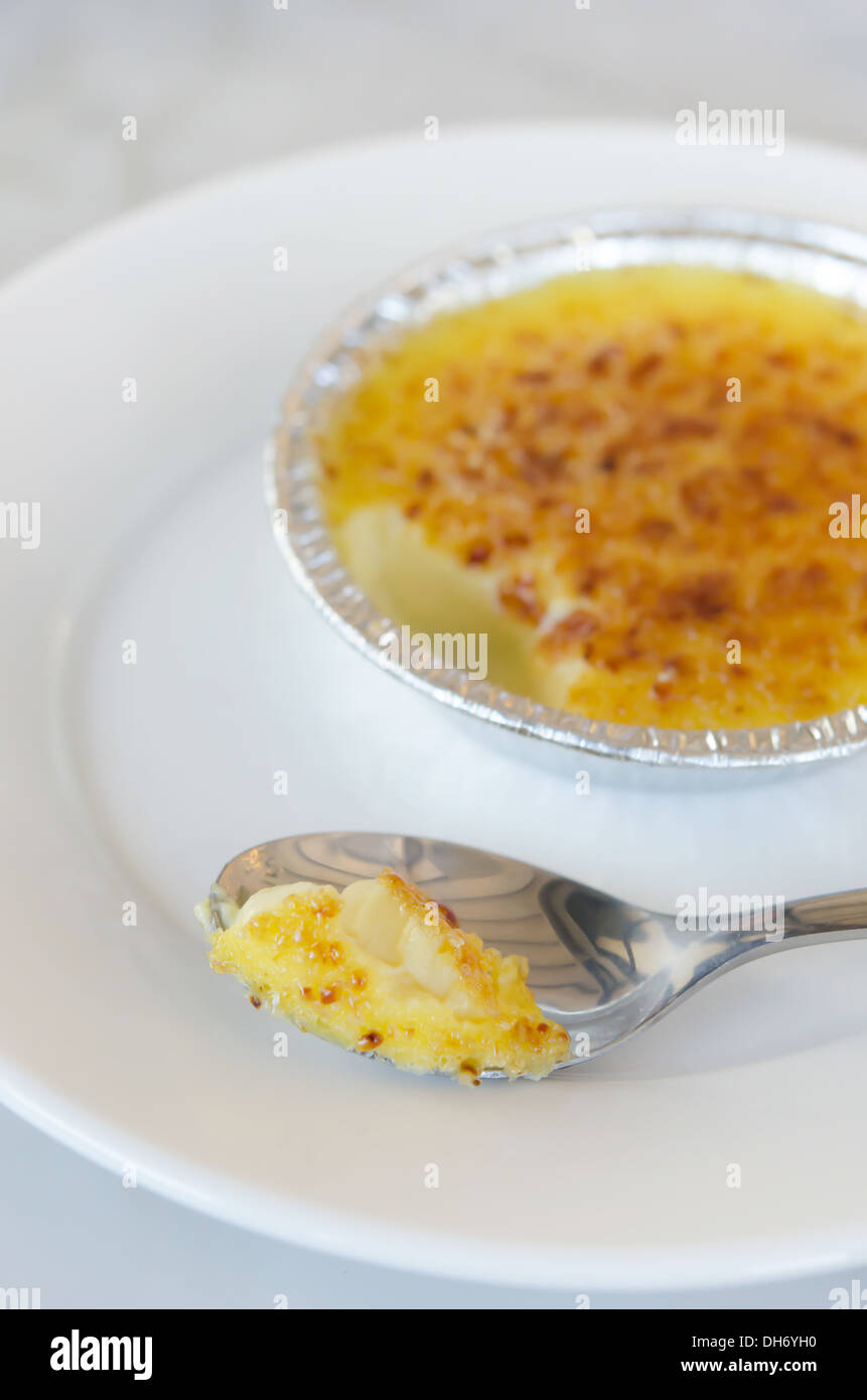 Sweet caramelized custard , French dessert - creme brulee Stock Photo ...