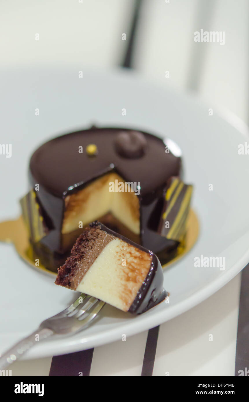 Coffee mousse cake with dark chocolate , sweet dessert Stock Photo - Alamy