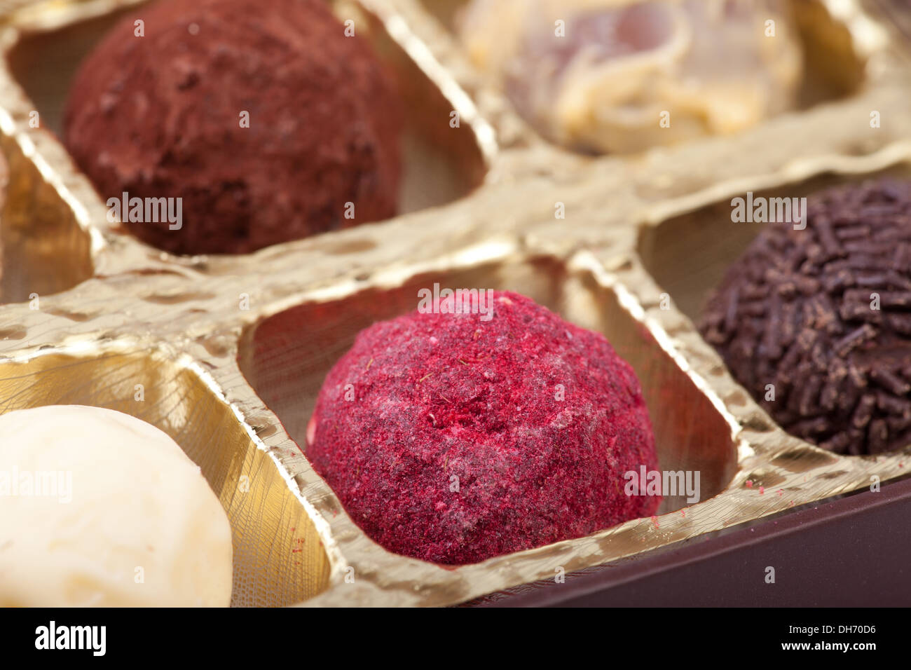 chocolate truffles in the box Stock Photo - Alamy