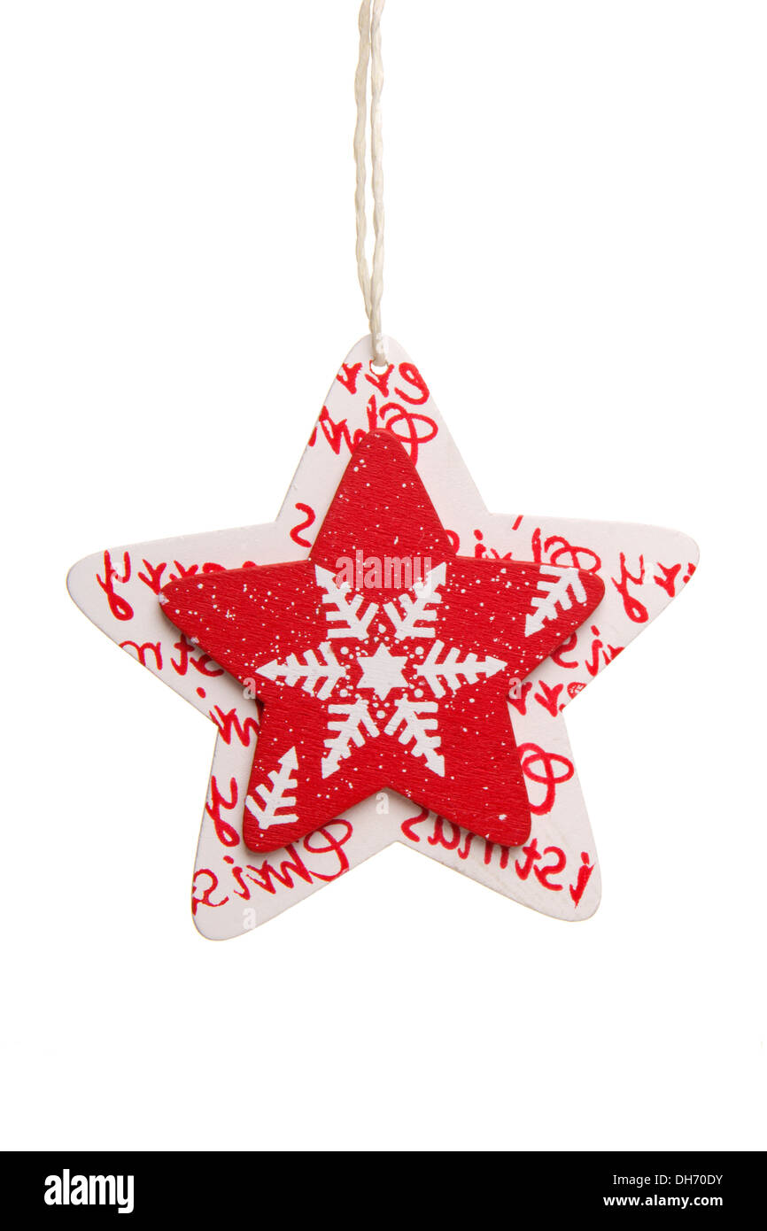 christmas, red christmas star with white pattern on white background ...