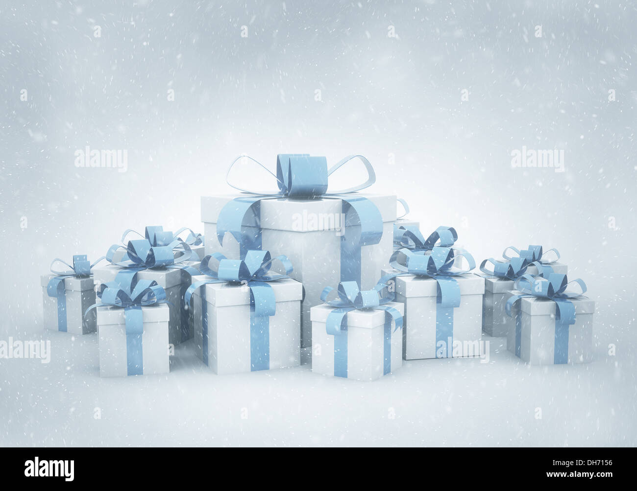 Christmas presents and snow Stock Photo - Alamy