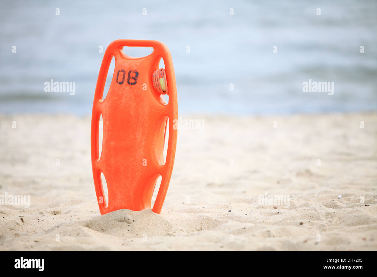 Beach life-saving. Lifeguard rescue equipment orange preserver tool ...