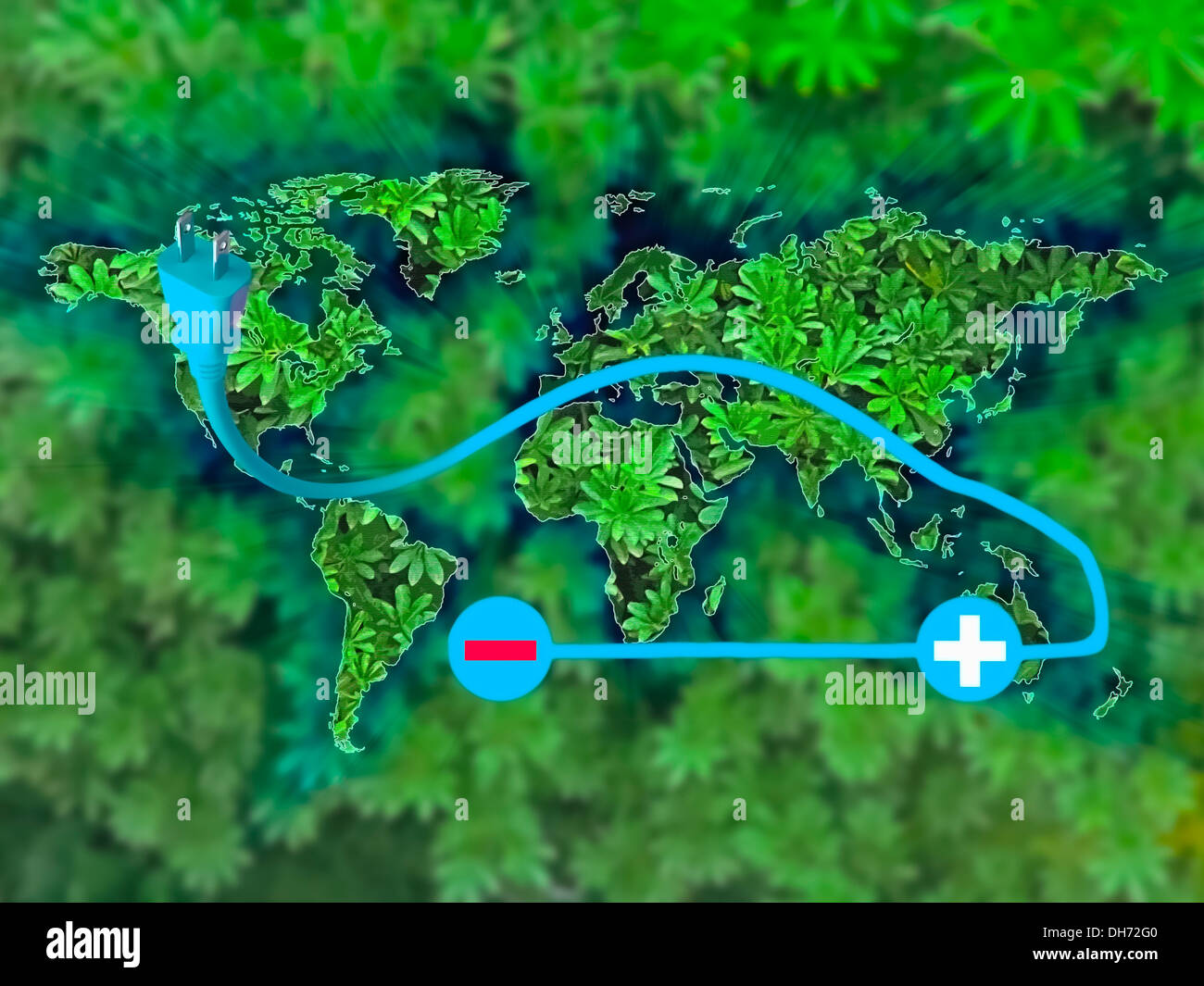 Symbol of the electric cars on World Map, Concept Stock Photo - Alamy