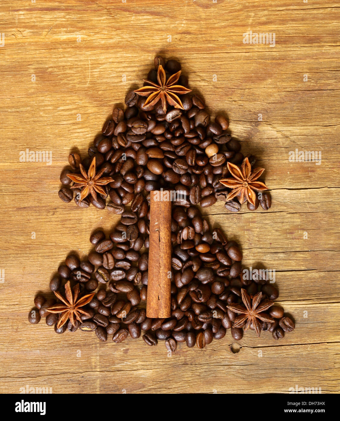 Christmas tree stylistic symbol of the coffee bean, cinnamon and star ...