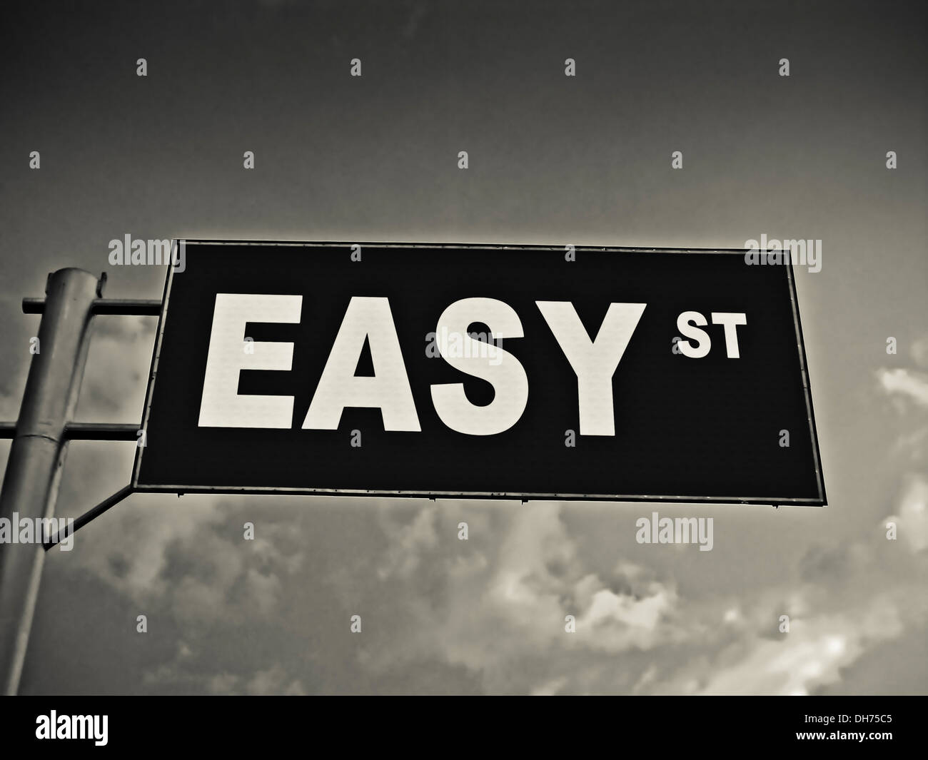 A Notice Board On A National Highway Showing Easy Street, Concept Stock ...