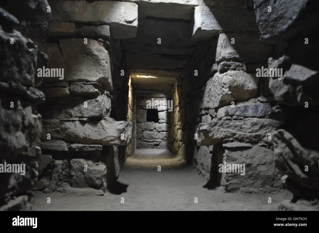 Underground tunnels within the main temple of Chavin de Huantar, Ancash ...