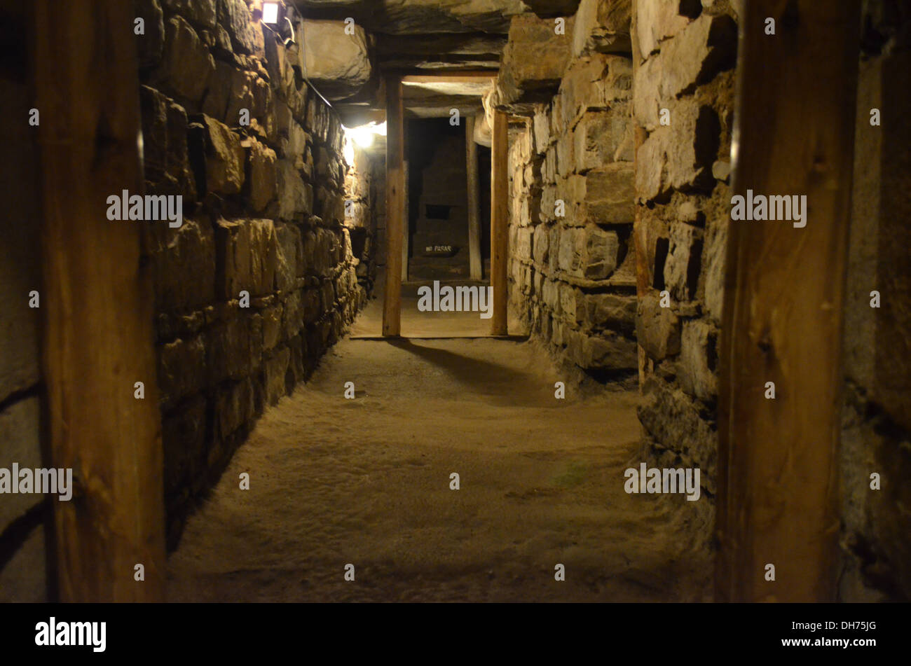 Underground tunnels within the main temple of Chavin de Huantar, Ancash ...
