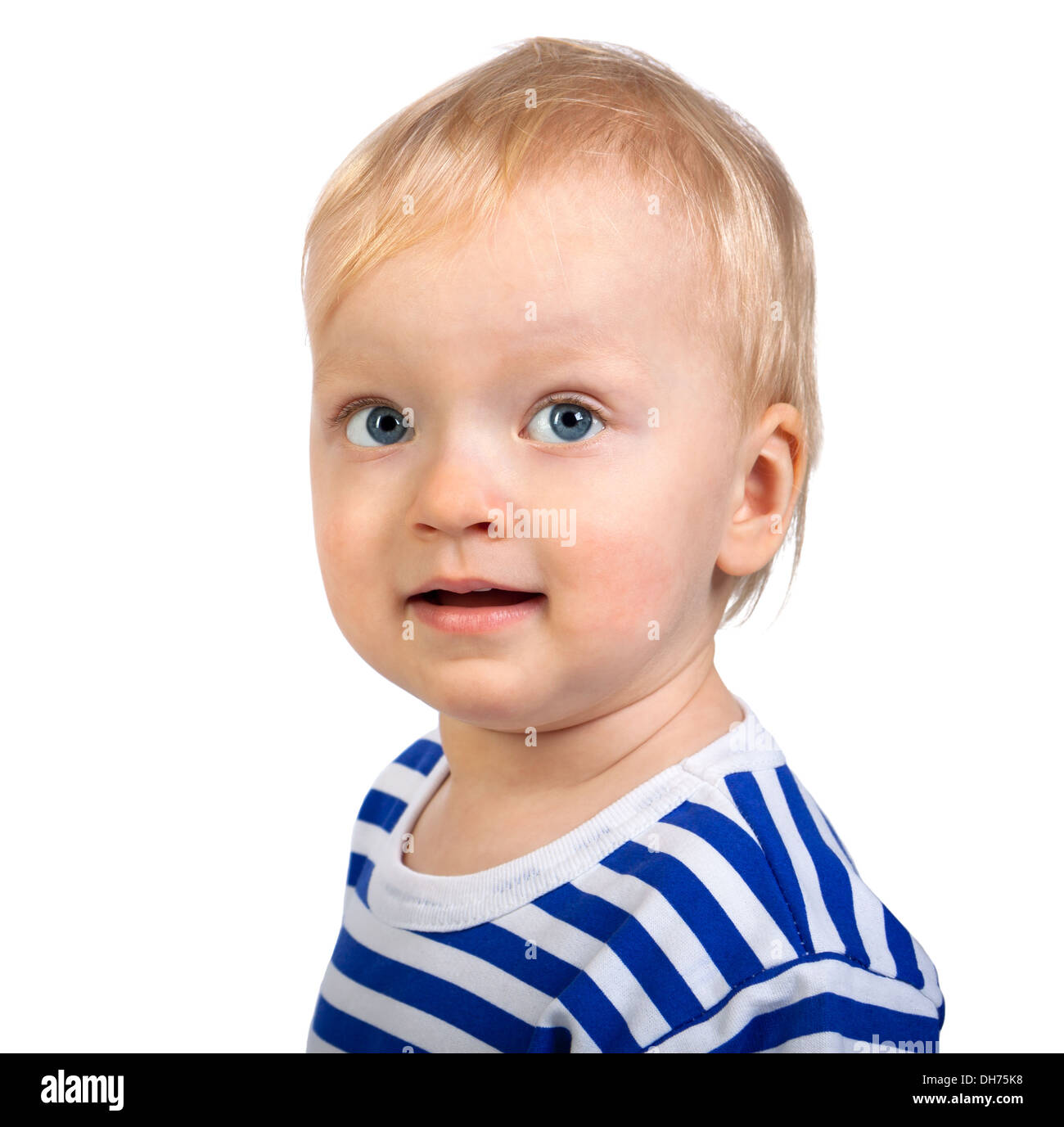the small beautiful child isolated on a white background Stock Photo ...