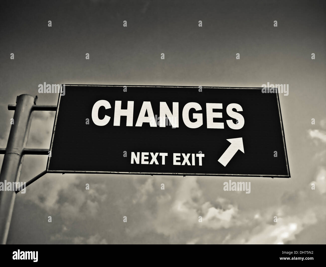 A Notice Board On A National Highway Showing Changes Next Exit, Concept ...