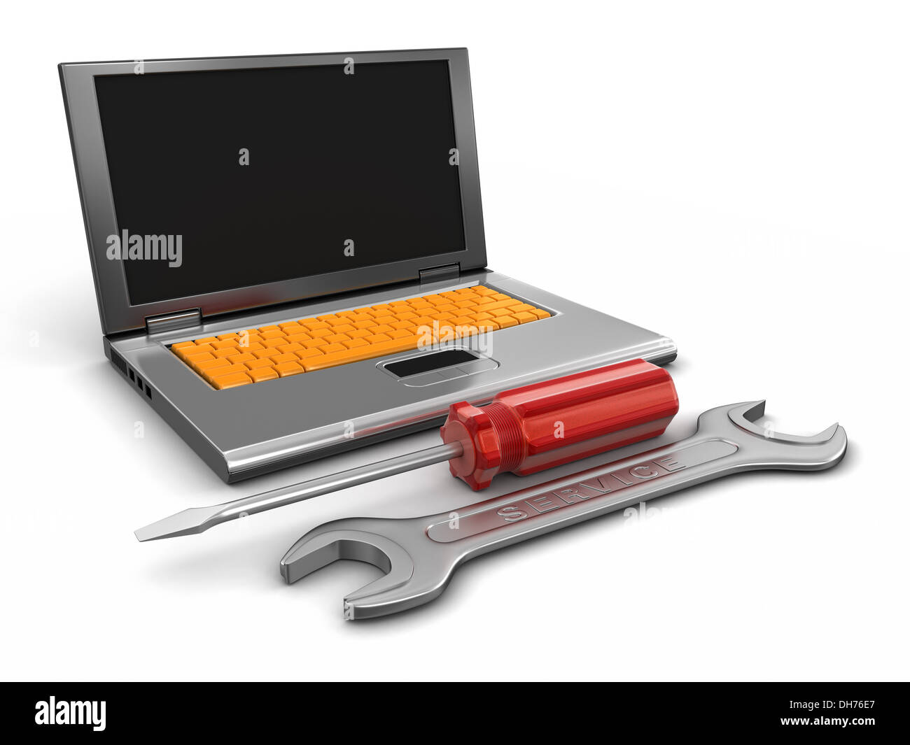 Laptop and tools (clipping path included Stock Photo - Alamy