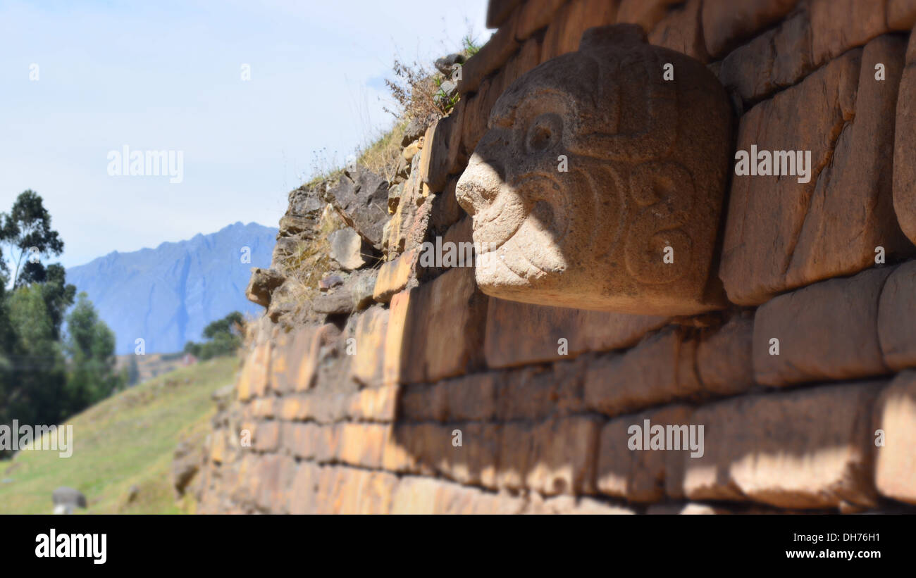 Tenon Head at Chavin de Huantar, Ancash province, Peru Stock Photo - Alamy