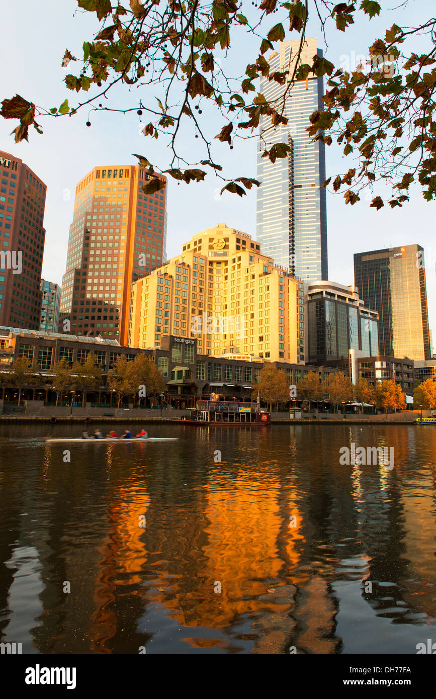 Buildings of the Southbank Precinct reflected in the Yarra River Stock ...