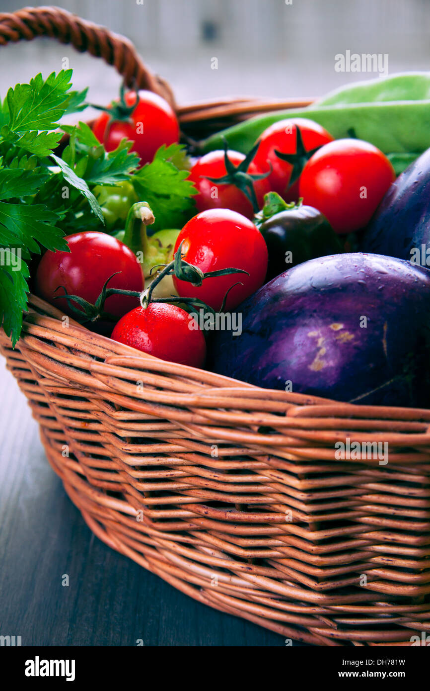 Fresh organic vegetables in basket Stock Photo - Alamy