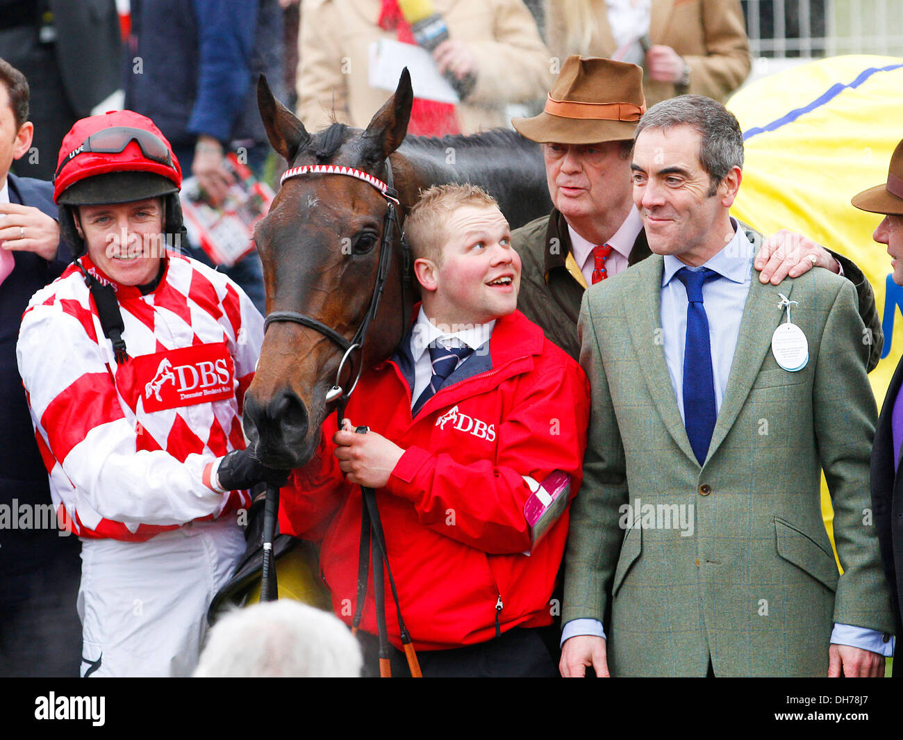 James Nesbitt with his horse 'Riverside Theatre' and jockey Barry ...