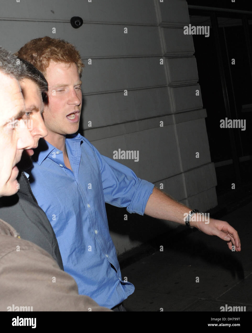 Prince Harry leaves Brompton Club at 1:20 am in an open necked blue ...