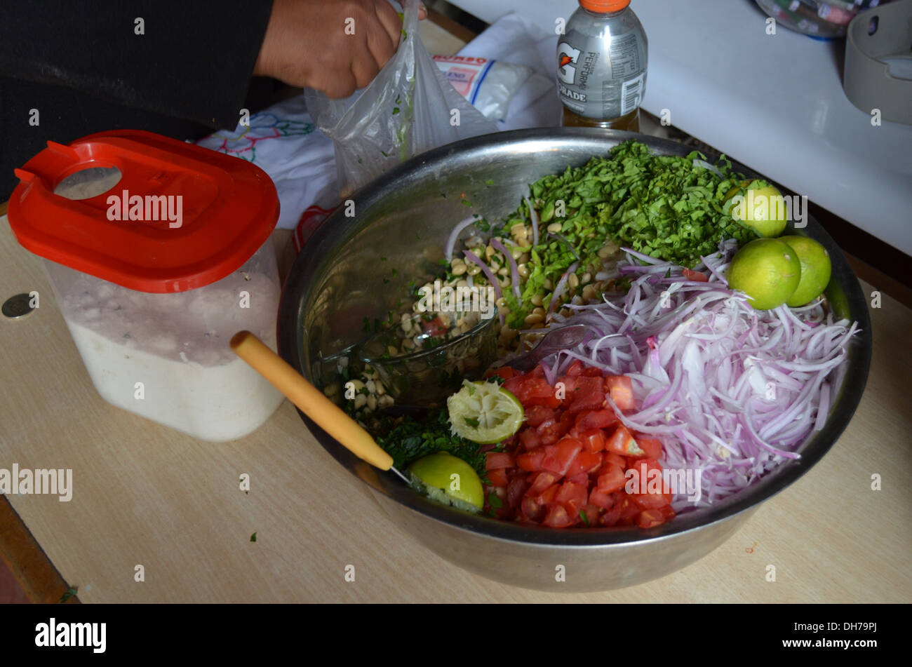 A fresh traditional salad known as 'Choncha' prepared in the village of ...