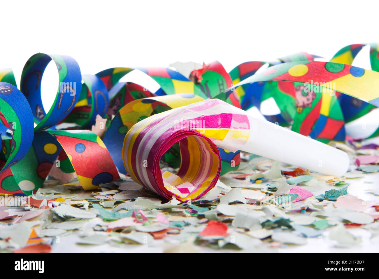 streamers and confetti as decoration for parties Stock Photo - Alamy