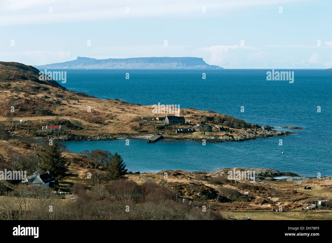 The Isle of Eigg from Airor on the Knoydart peninsula, Highland region ...