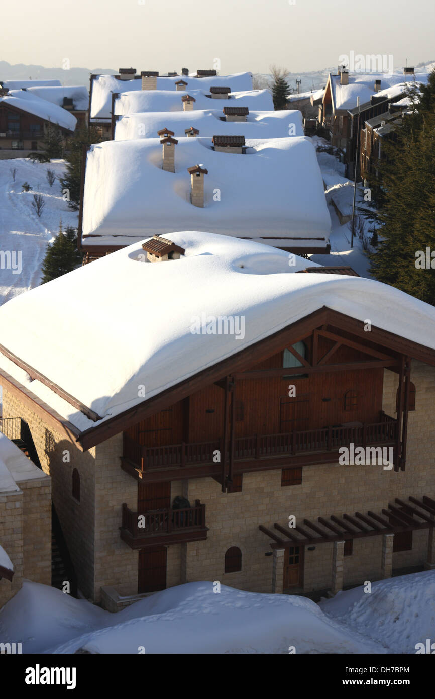 Ski chalets in Faraya Mzaar, Chouf Mountains, Lebanon Stock Photo - Alamy