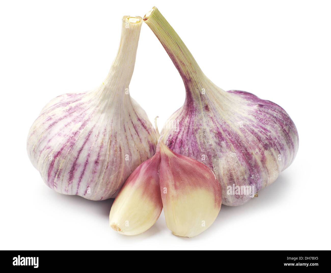 Two full garlic and cloves on white Stock Photo - Alamy