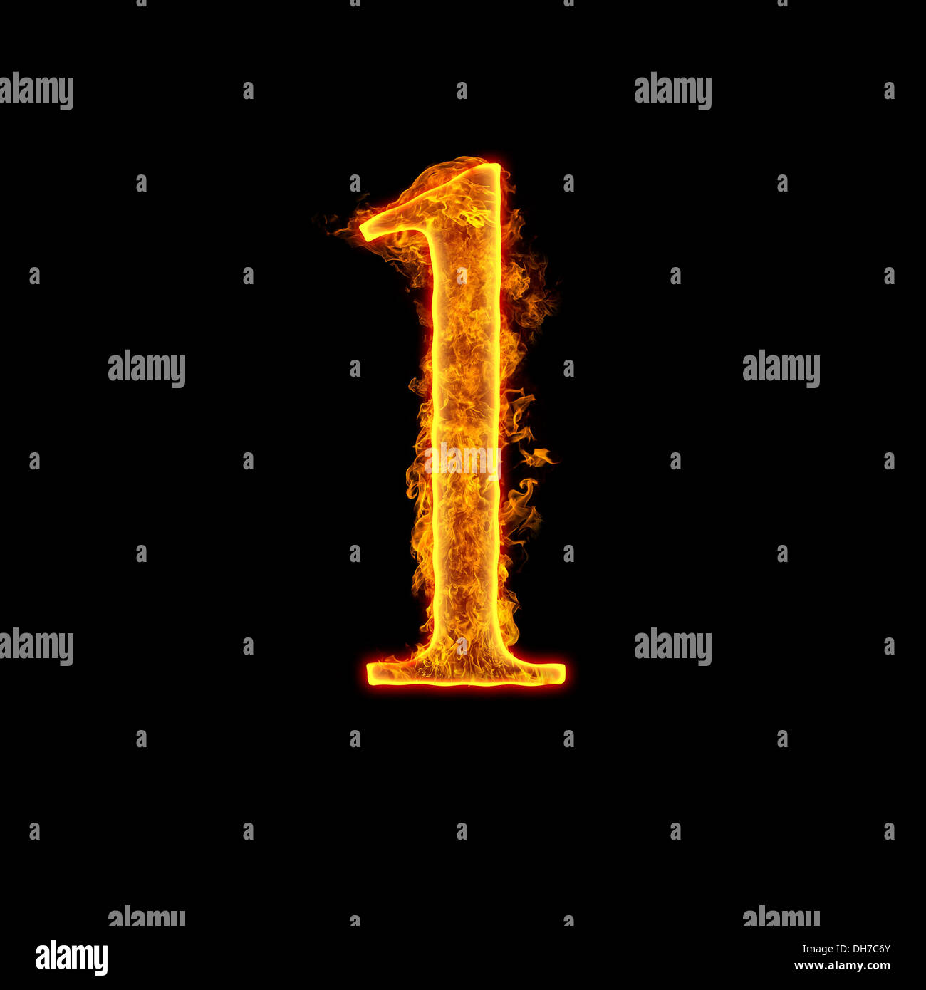 Fire alphabet number 1 one isolated on black background Stock Photo - Alamy