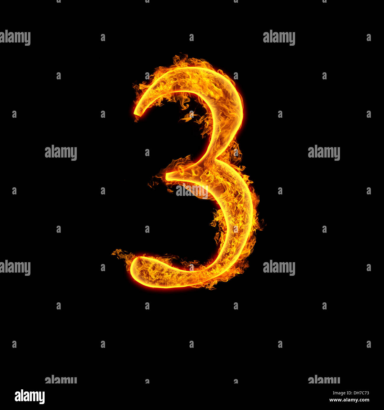 Fire alphabet number three isolated hi-res stock photography and images ...
