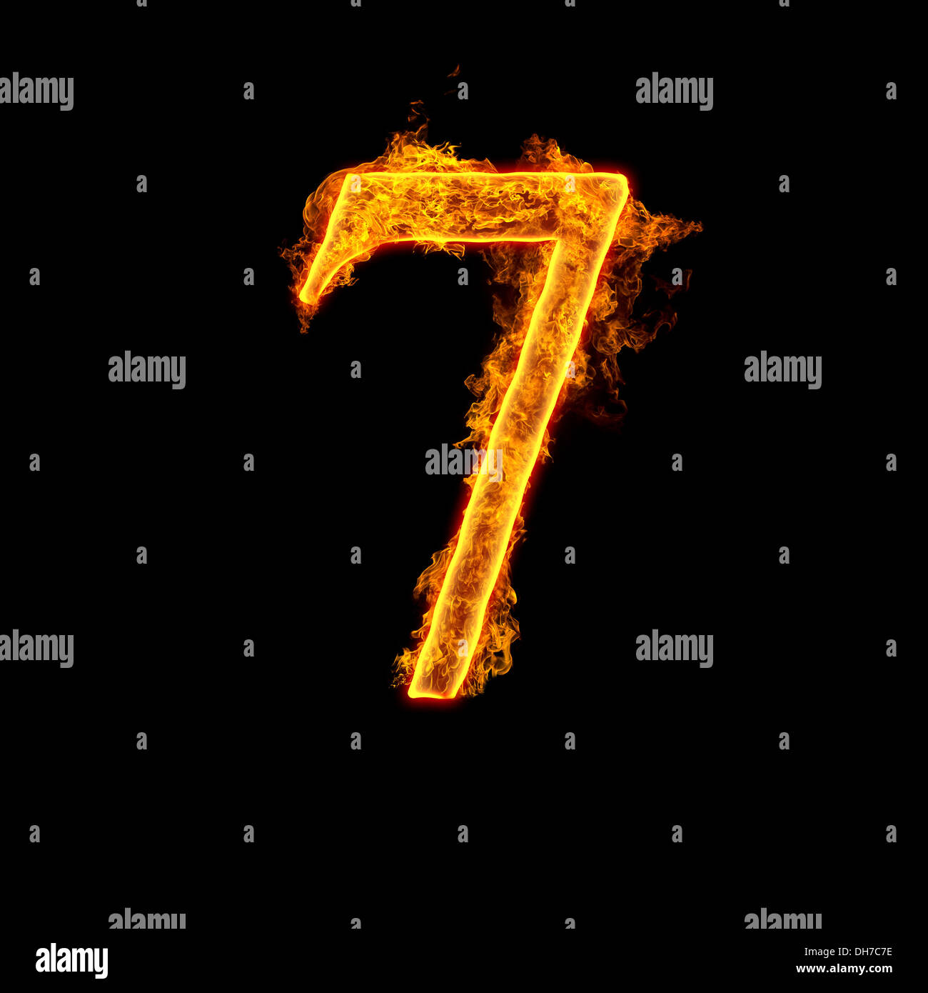 Fire alphabet number 7 seven isolated on black background Stock Photo ...