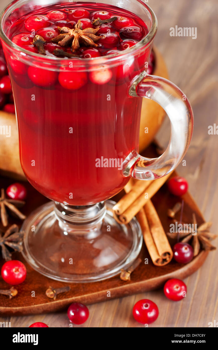 Hot mulled wine with berries Stock Photo - Alamy